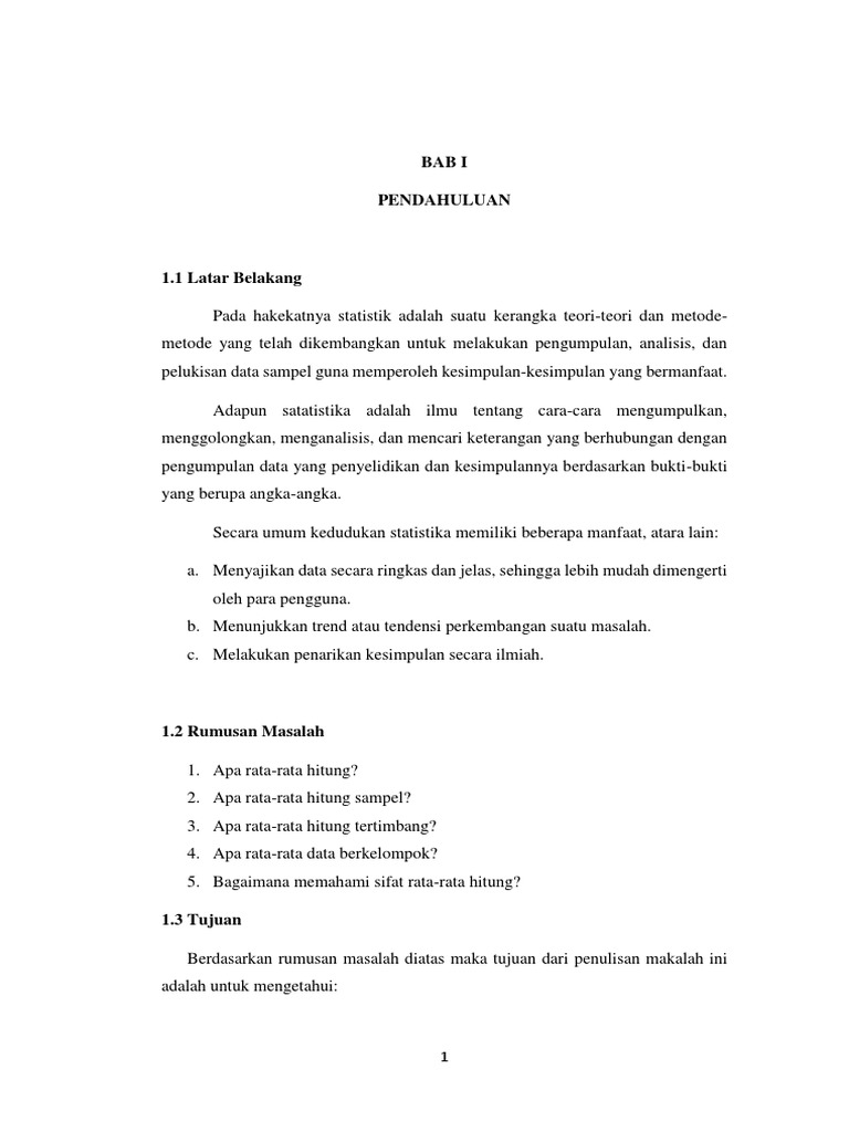 Statistik Rata Rata Hitung | PDF