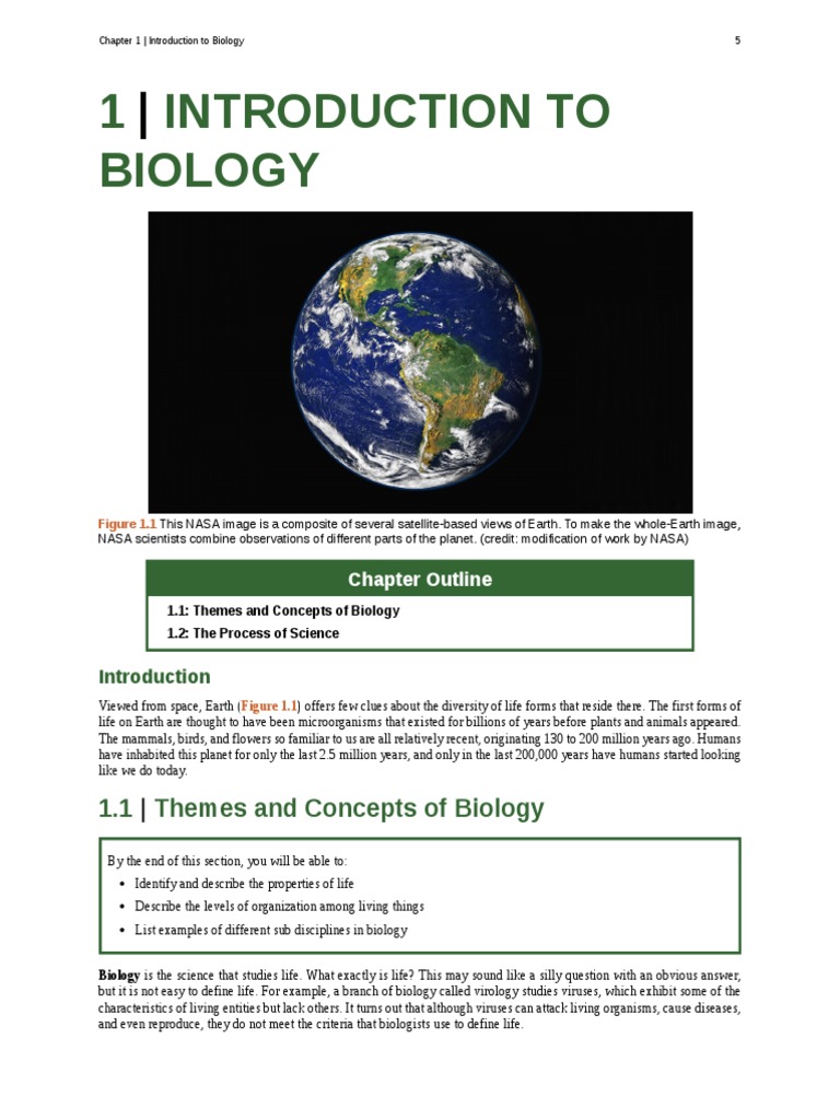 1 Introduction To Biology: 1.1 Themes and Concepts of Biology | PDF ...