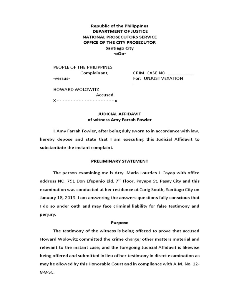 Republic of The Philippines Department of Justice National Prosecutors ...