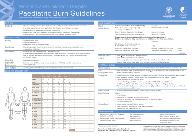 Burns Guidelines Quick Reference Chart PDF | PDF | Burn ...