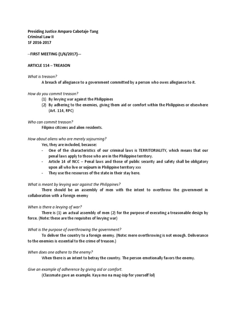 Presiding Justice Amparo Cabotaje-Tang Criminal Law II 1F 2016-2017 ...
