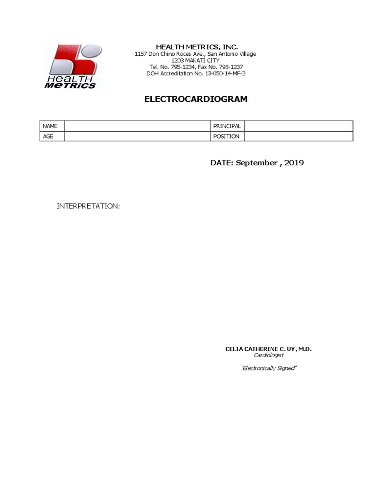 ECG/EKG Template for Health Metrics | PDF
