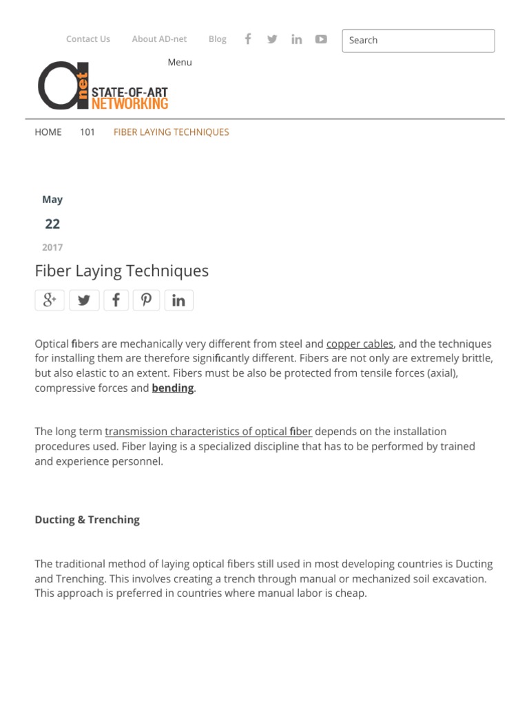 Fiber Laying Techniques - Home | PDF | Fiber To The X | Wavelength ...