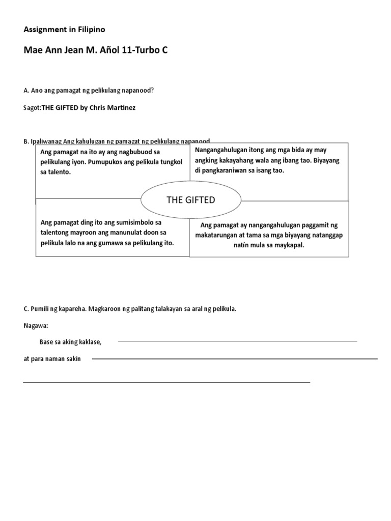 Assignment in Filipino | PDF