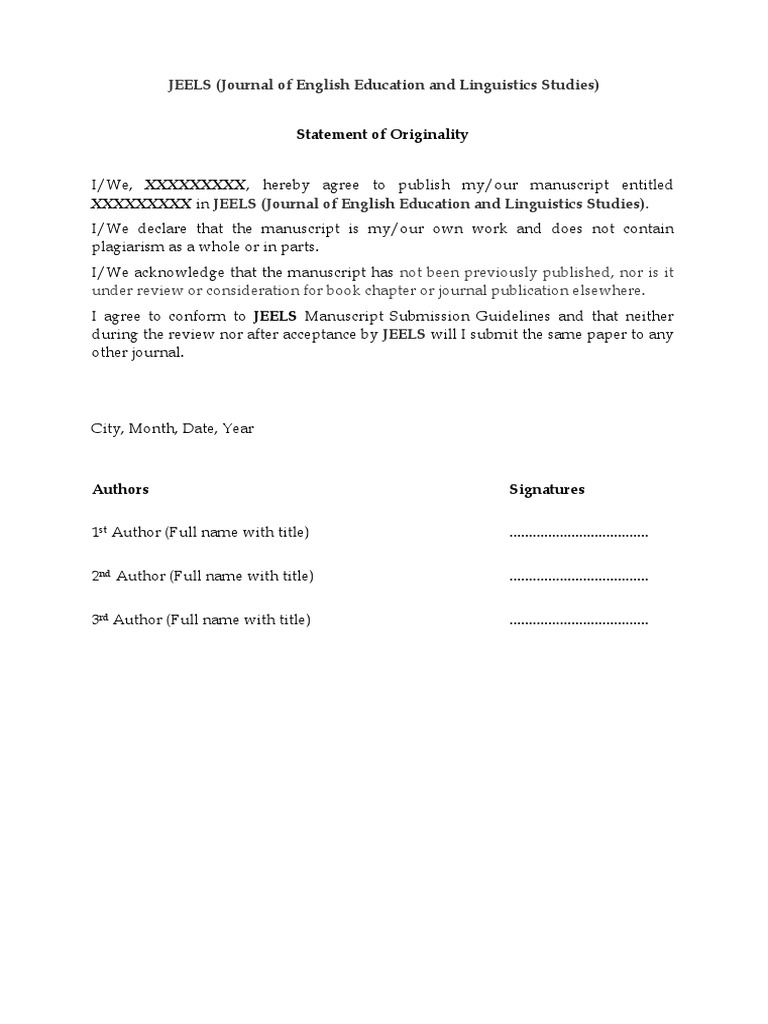 5 Statement of Originality | PDF | Philosophy | Language Arts & Discipline