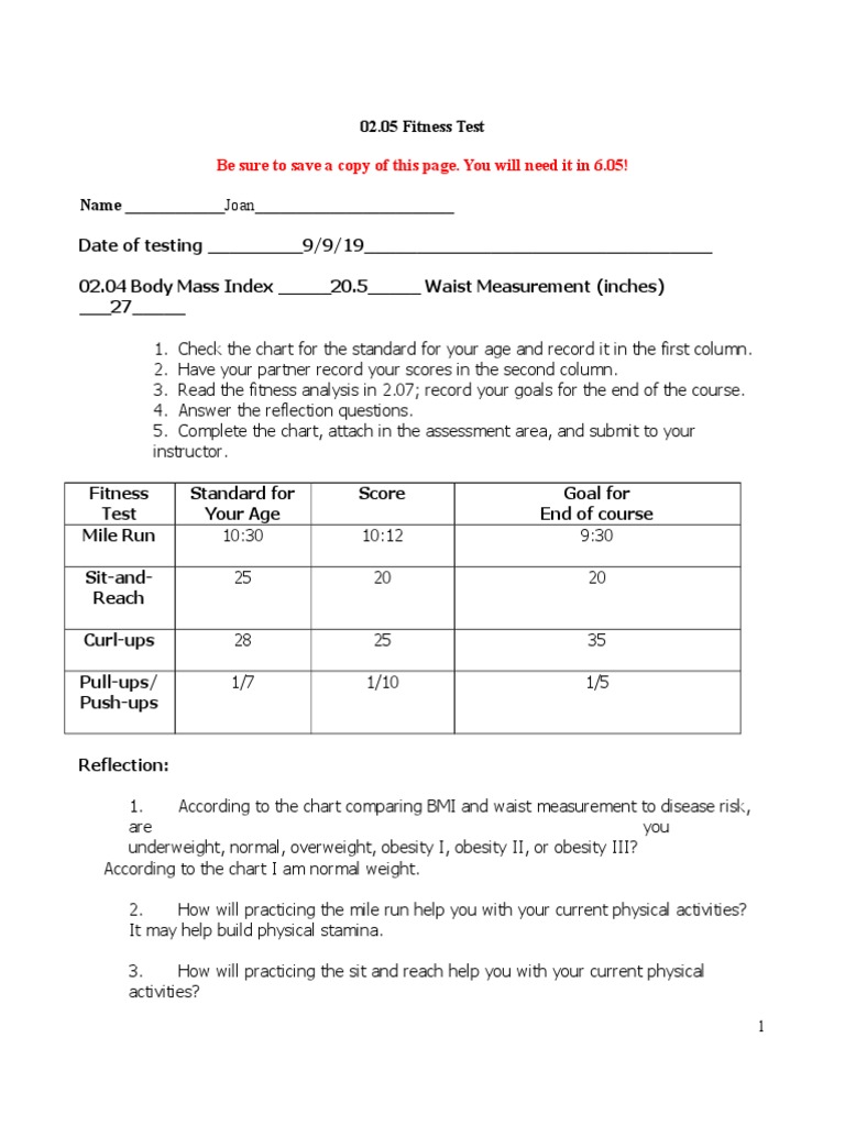 Fitness Assessment | PDF