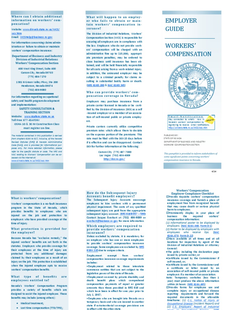 Employer Guide Workers' Compensation: WWW - Dirweb.State - Nv.Us/Wcs ...