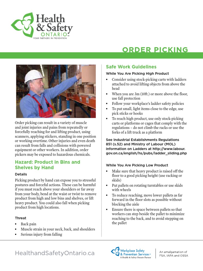 Order Picking: Safe Work Guidelines | PDF | Forklift | Traffic