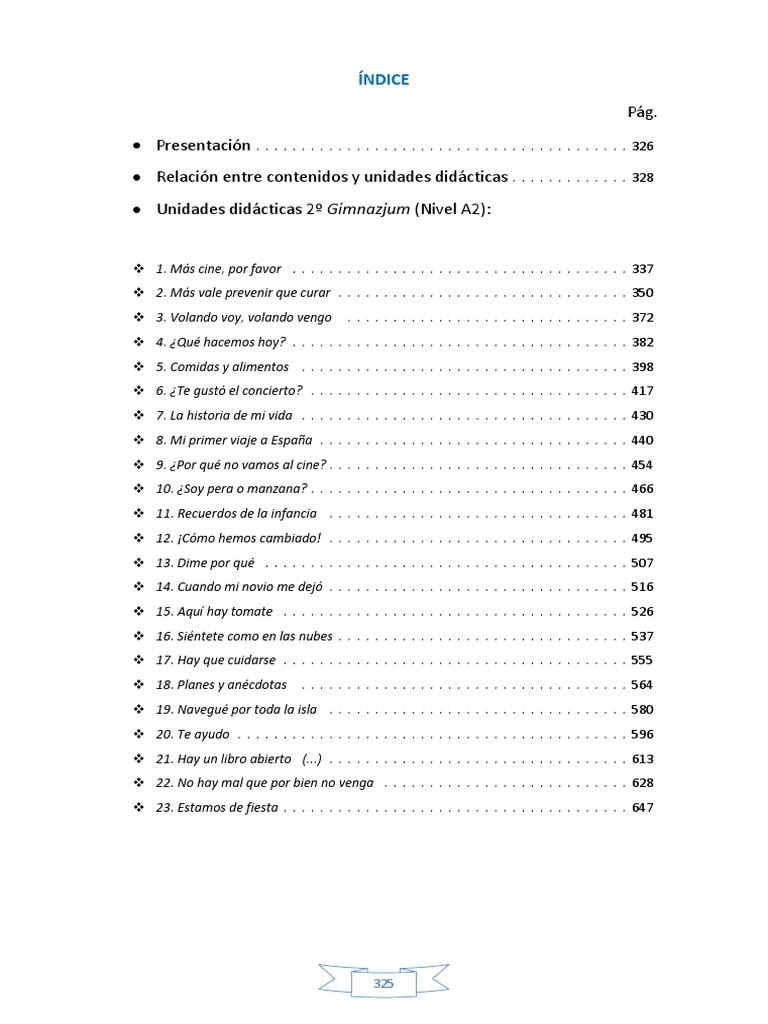 Ele A2 Indice Presentacion Contenidos | PDF | Multilingüismo | Lengua ...