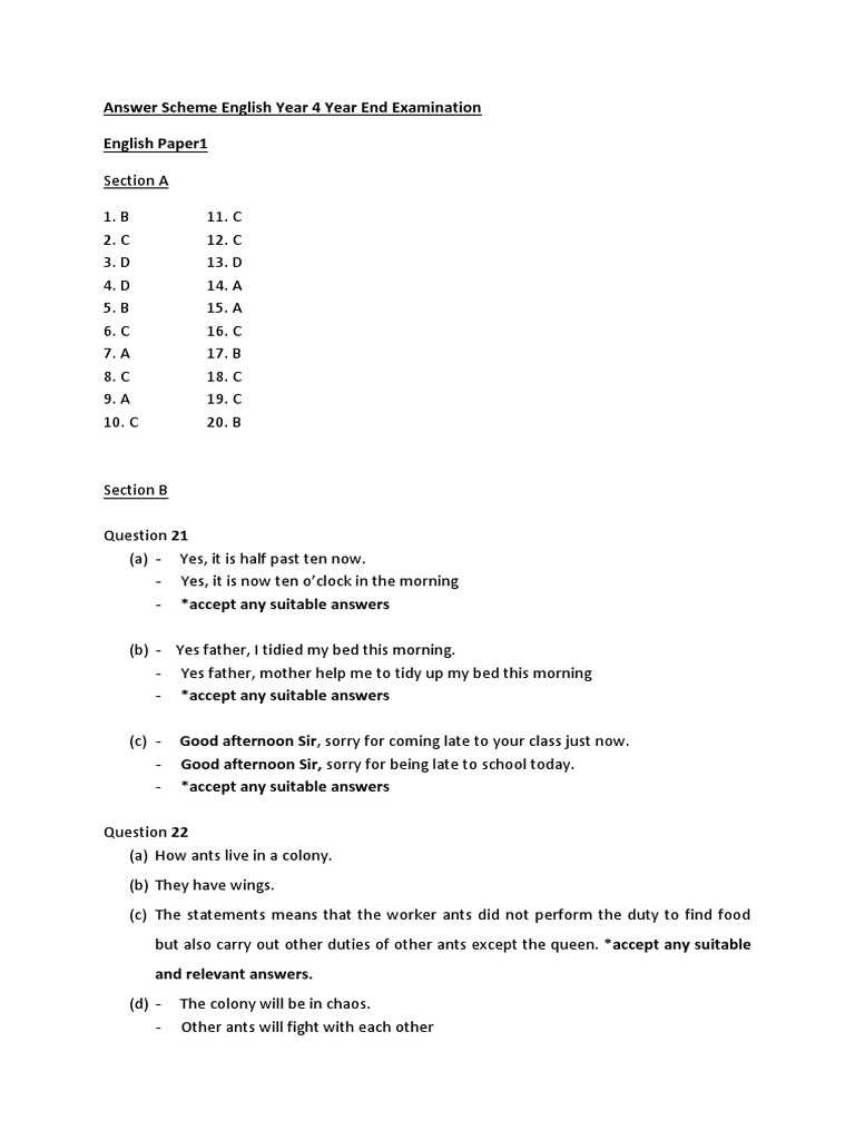 Answer Scheme For Exam | PDF