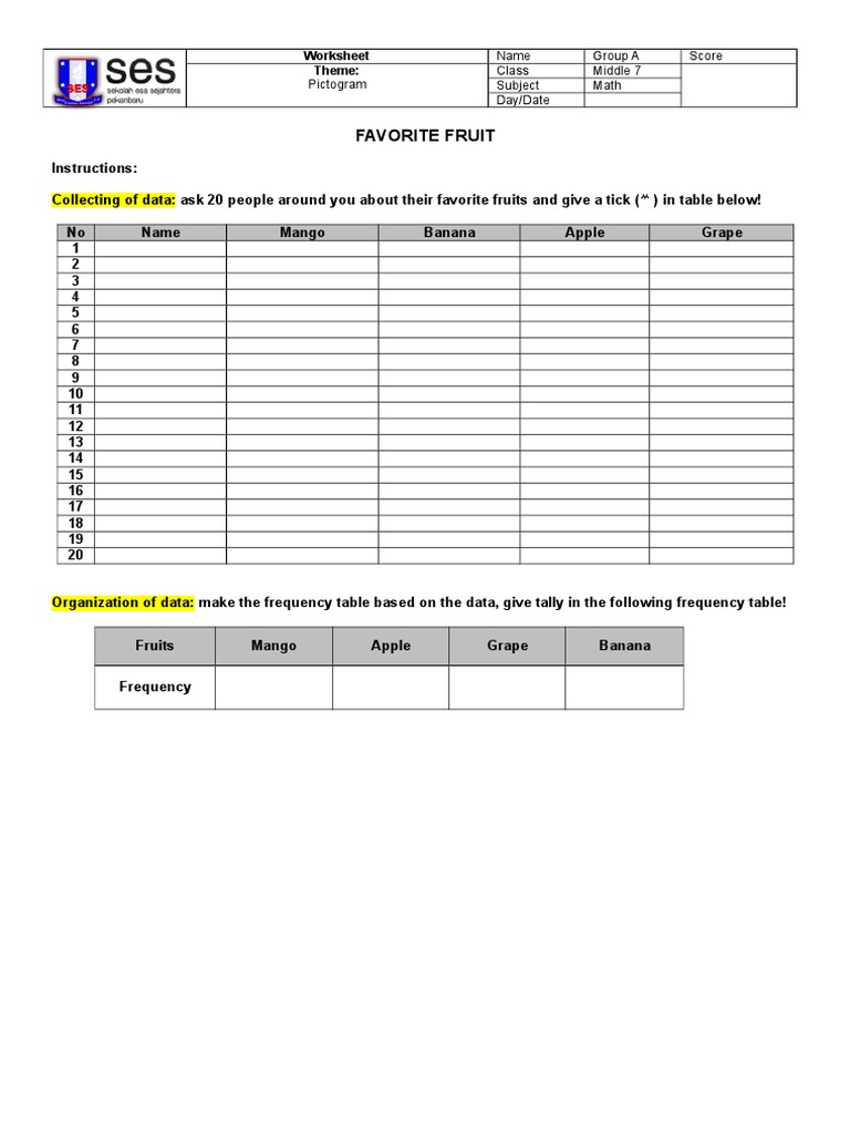 Favorite Fruit: Worksheet Theme | PDF | Teaching Methods & Materials ...
