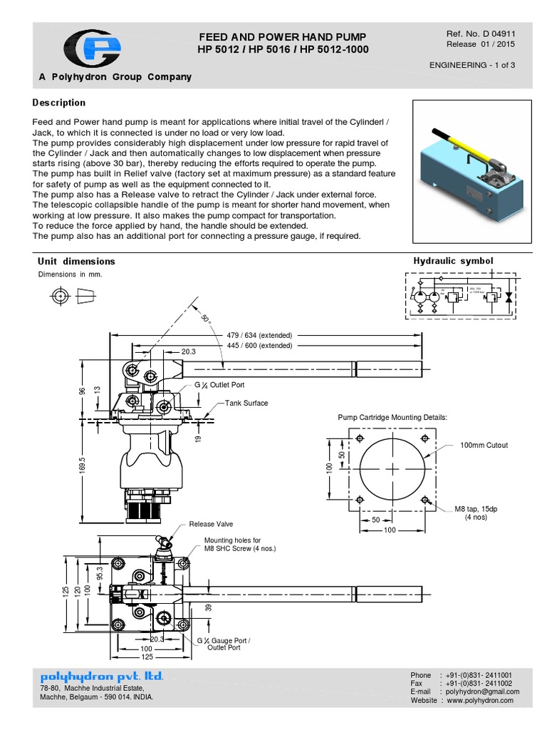 A Polyhydron Group Company: Feed and Power Hand Pump HP 5012 / HP 5016 ...