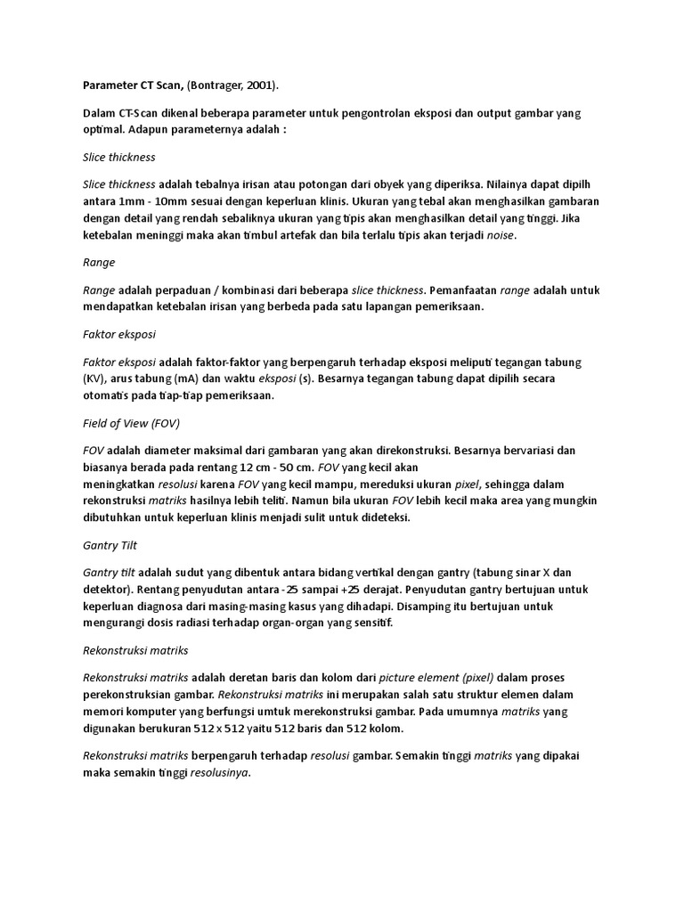 Parameter CT Scan | PDF