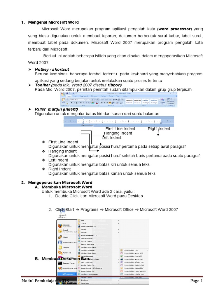 Panduan Mengoperasikan Microsoft Word 2007 | PDF