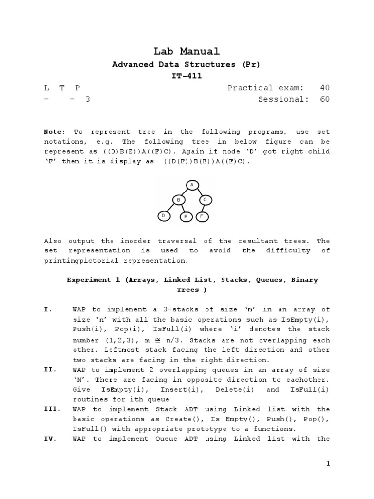 Advanced Data Structure It 411 Lab Questions Pdf Algorithms And Data Structures Graph Theory 1814