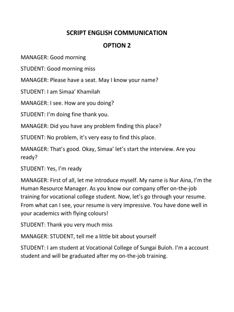 Script English Communication | PDF | Behavior Modification | Cognition