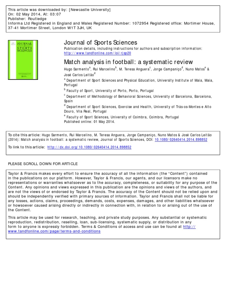 Journal of Sports Sciences | PDF | Systematic Review | Inquiry