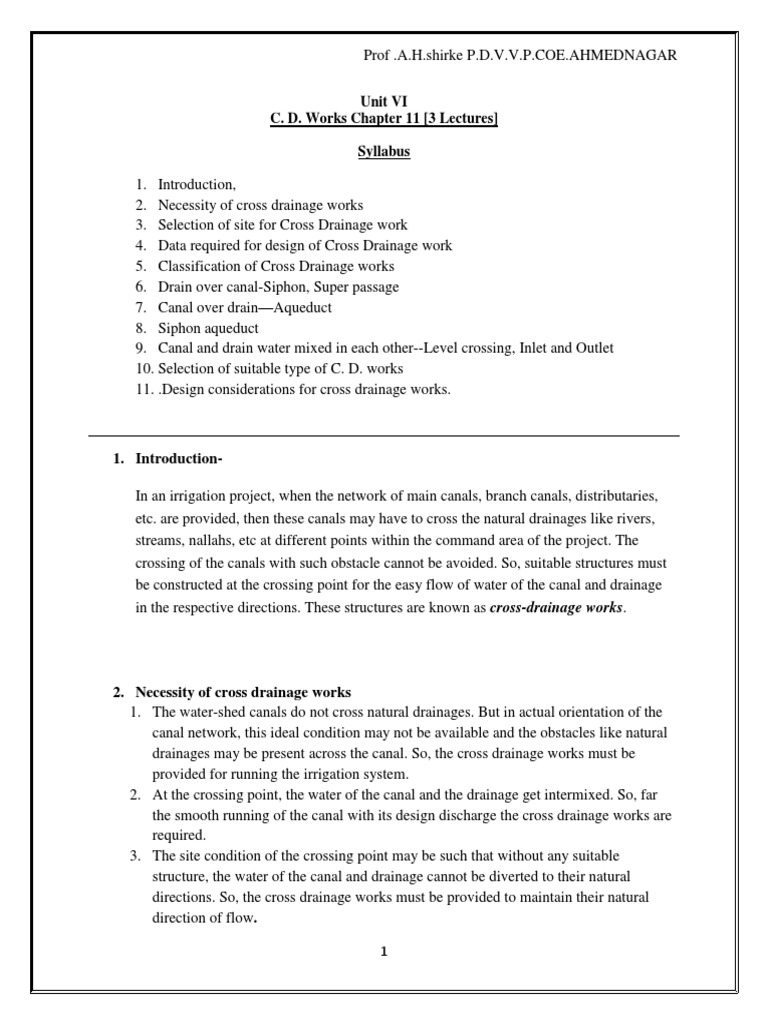 Cross Drainage Work | PDF | Canal | Stream