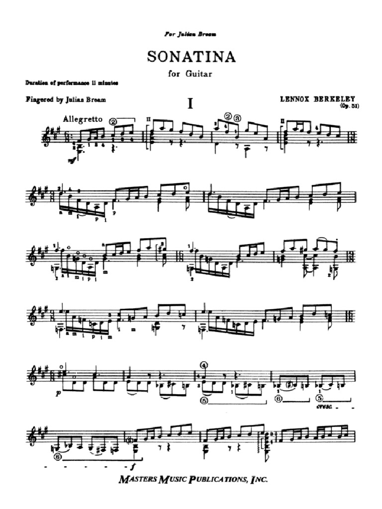 Lennox Berkeley Sonatina For Guitar PDF | PDF