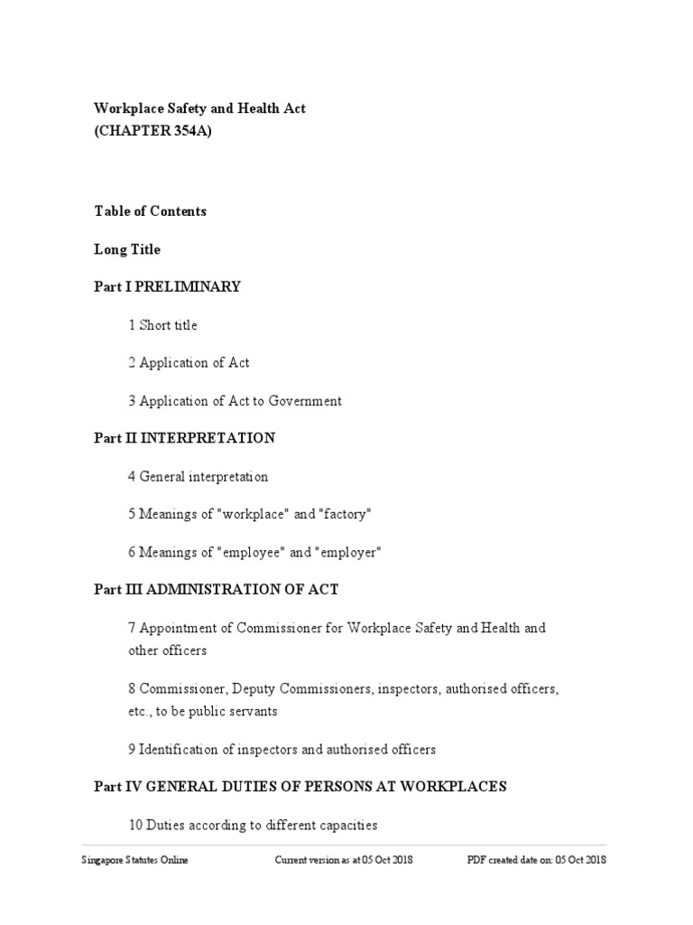 Workplace Safety and Health Act | PDF | Steam Engine | Employment