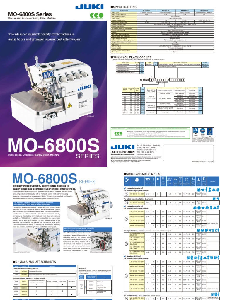 MO-6800S Series | PDF | Sewing Machine | Textile Arts