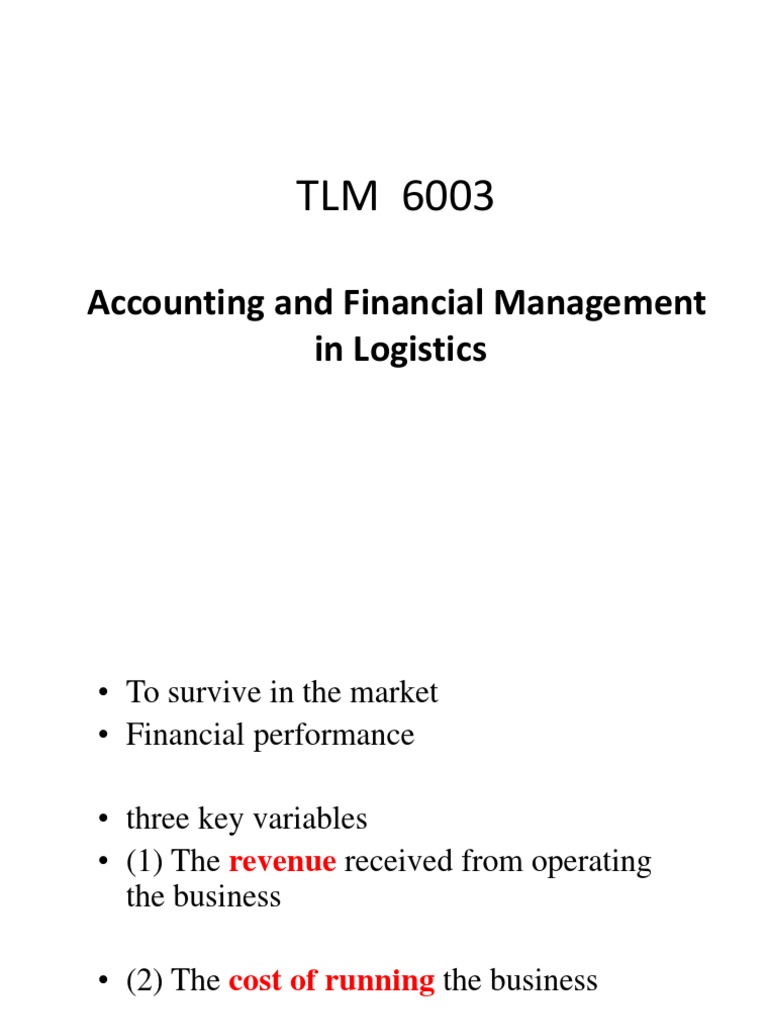 Accounting and Financial Management in Logistics | PDF | Balance Sheet ...