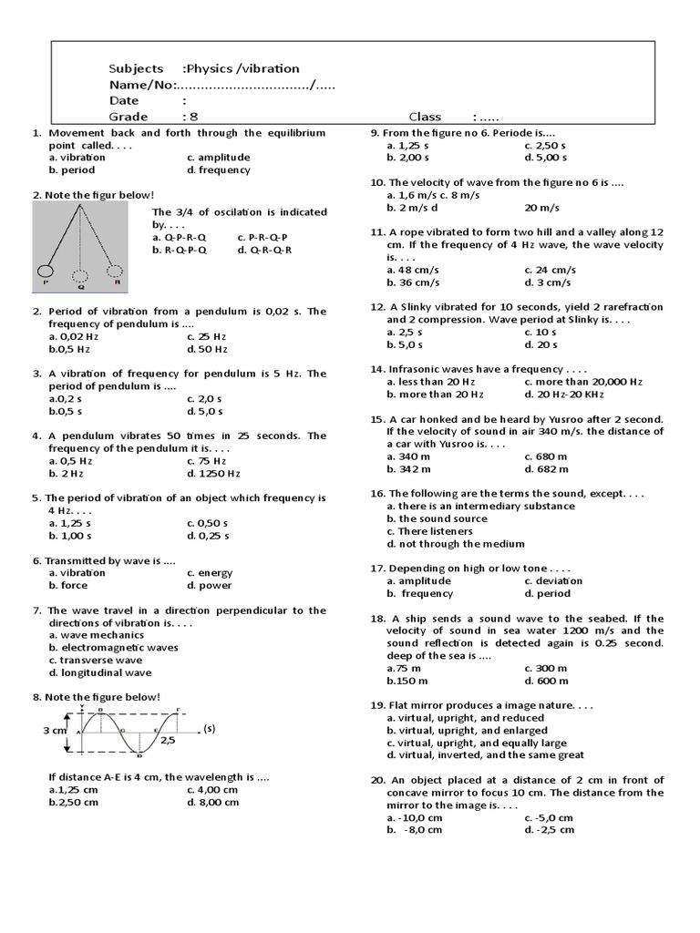 Subjects:Physics /vibration Name/No ...