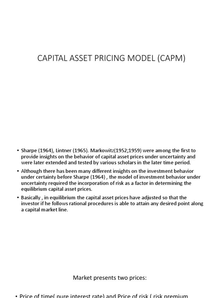 Capital Asset Pricing Model (Capm) | PDF | Capital Asset Pricing Model ...