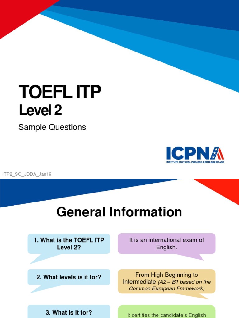 TOEFL ITP Level 2 Sample Questions and Format | PDF | Question | Phrase