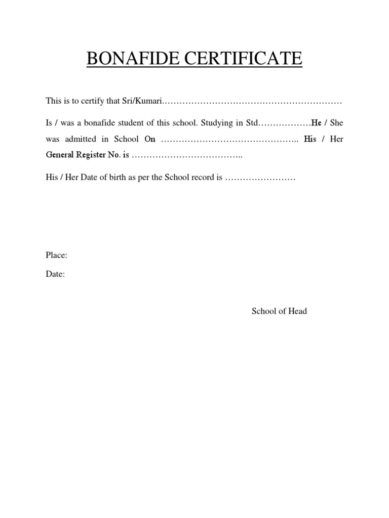 Bonafide Certificate | PDF