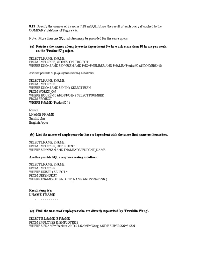 SQL Solutions - 8 - 13 | PDF | Areas Of Computer Science | Application Software