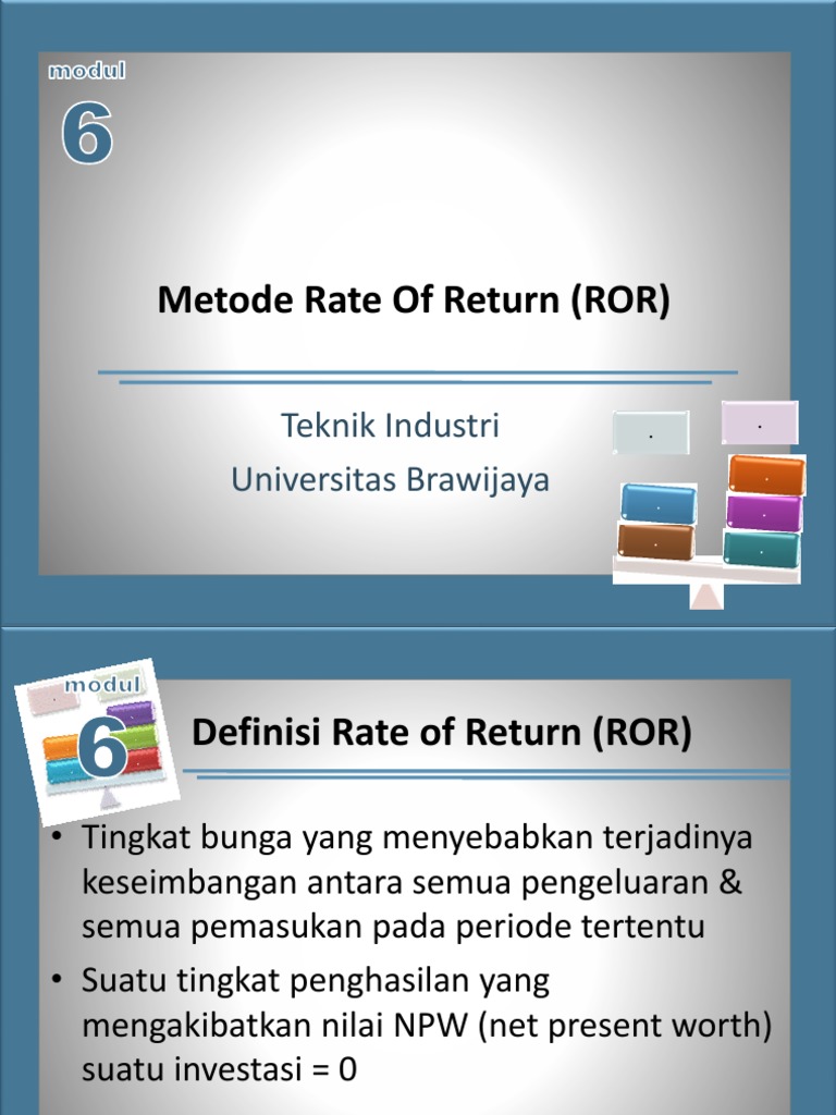 Metode Rate of Return (ROR) | PDF