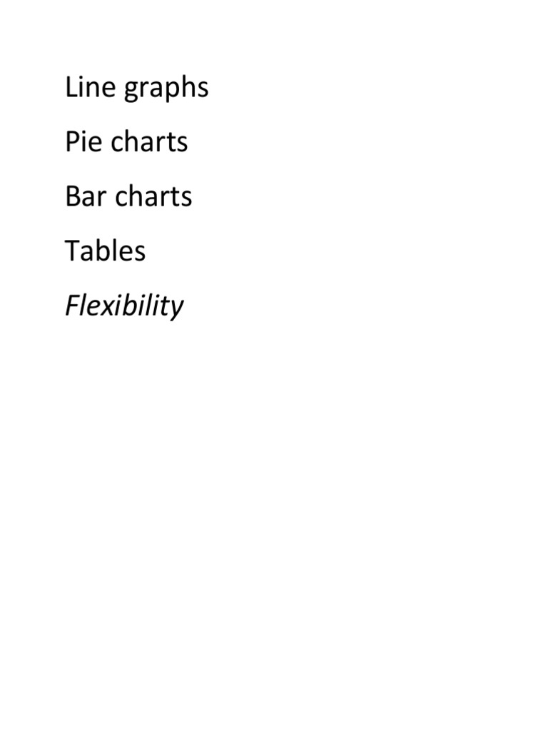 Line Graphs Pie Charts Bar Charts Tables: Flexibility | PDF