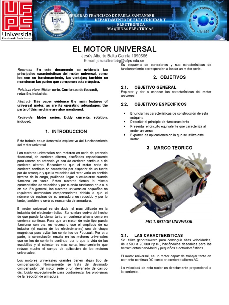 Motor Universal | PDF | Motor eléctrico | Equipo eléctrico
