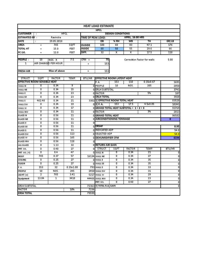 Heat Load Estimate: 3) Total R.A. Gain | PDF | Atmospheric ...
