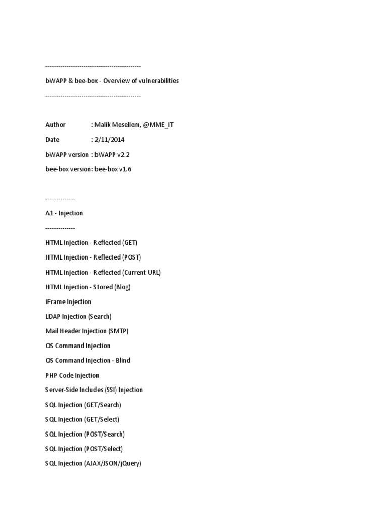 Different Types of Vulnerabilities | PDF | Http Cookie | Php
