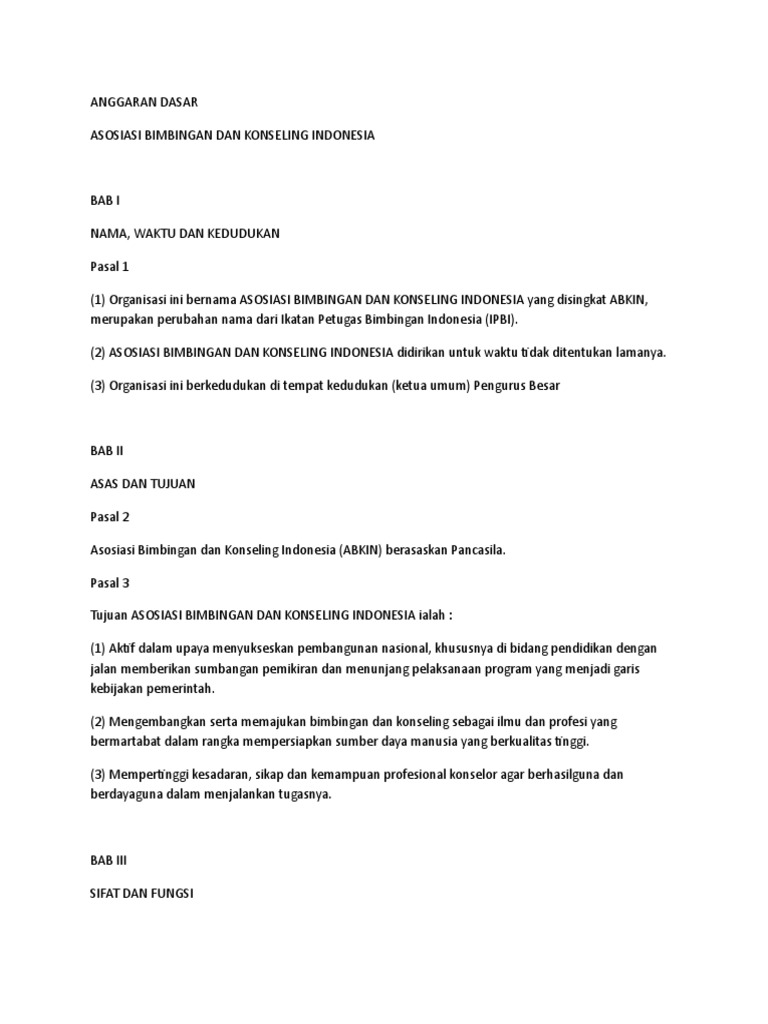 Anggaran Dasar - Art Abkin | PDF