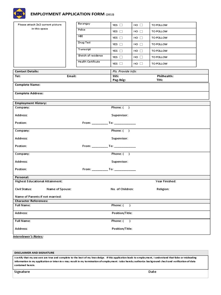 Employment Application Form: Pls. Provide Info | PDF | Business