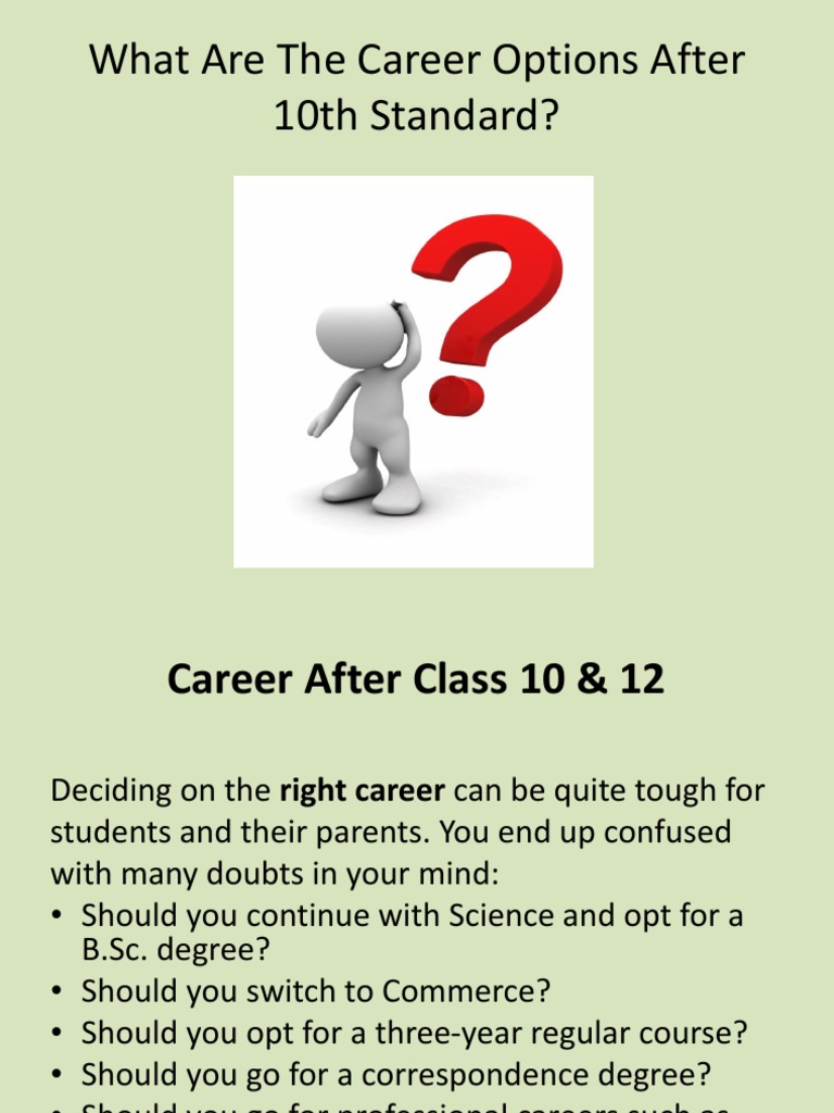 What Are The Career Options After 10th Standard | PDF | Academic Degree ...