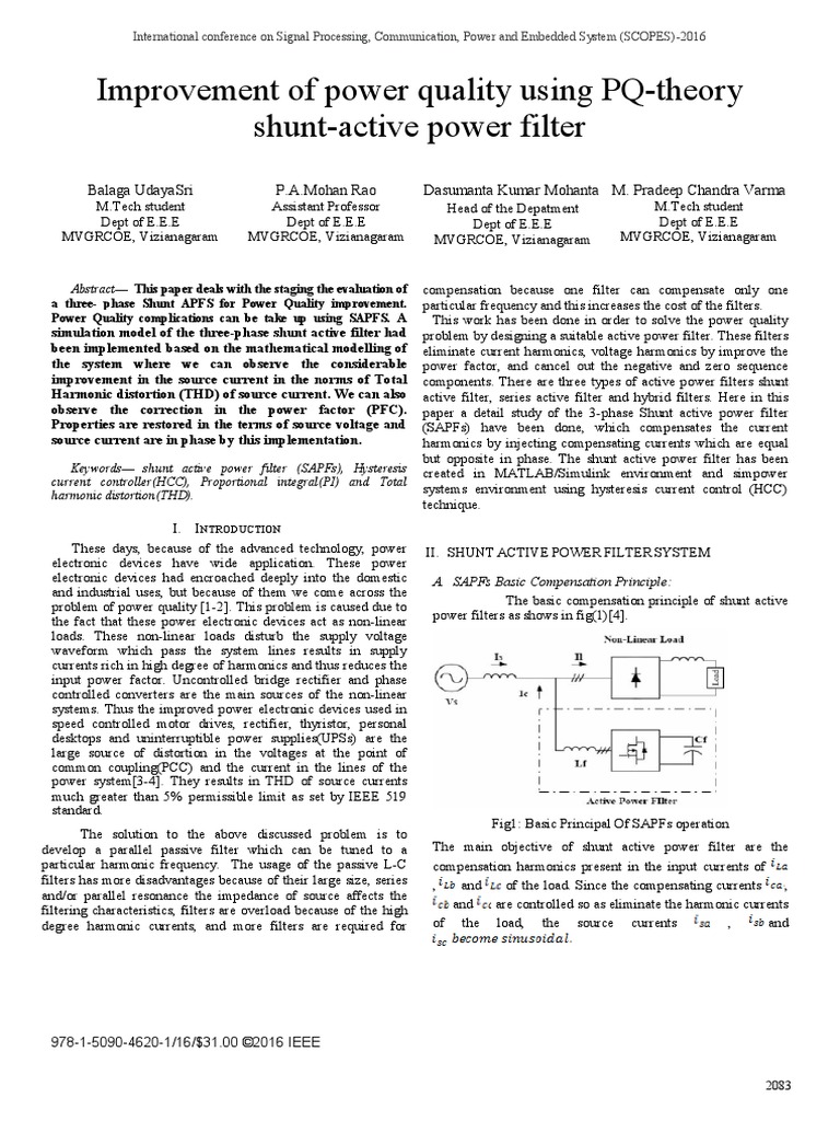 Improvement of Power Quality Using PQ-theory Shunt-Active Power Filter ...