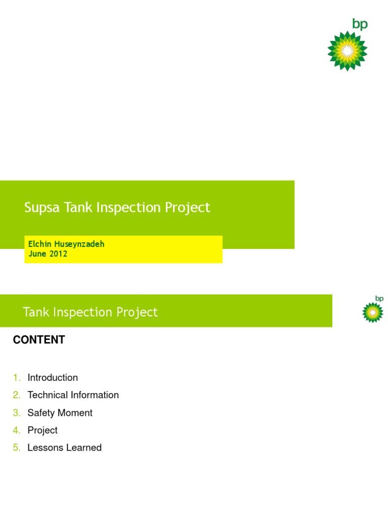 API 650 Tank Inspection Project at Supsa Terminal-1 Part | PDF | Leak ...