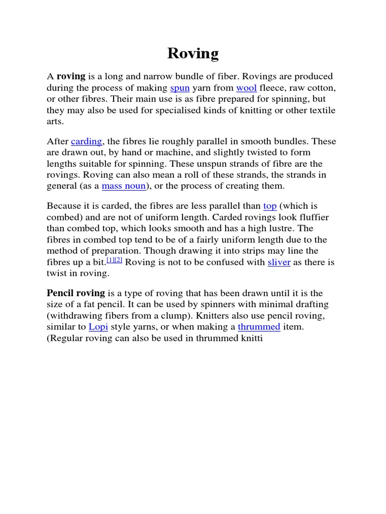 From Fleece to Fiber: The Process of Creating Rovings for Spinning | PDF