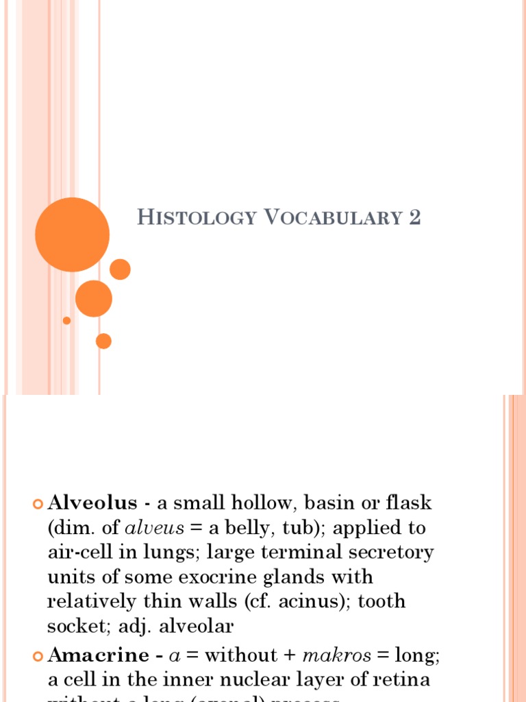 Essential Histology Vocabulary Terms | PDF