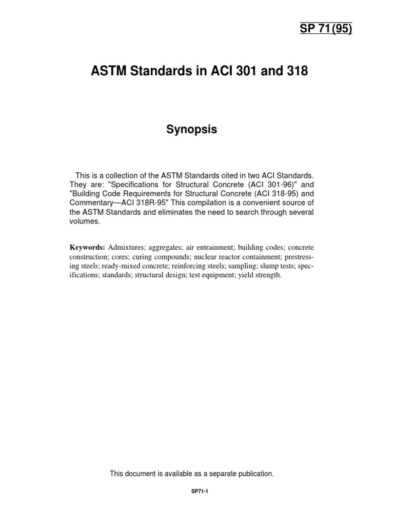 ASTM Standards in ACI 301 and 318: Keywords: Admixtures Aggregates Air ...