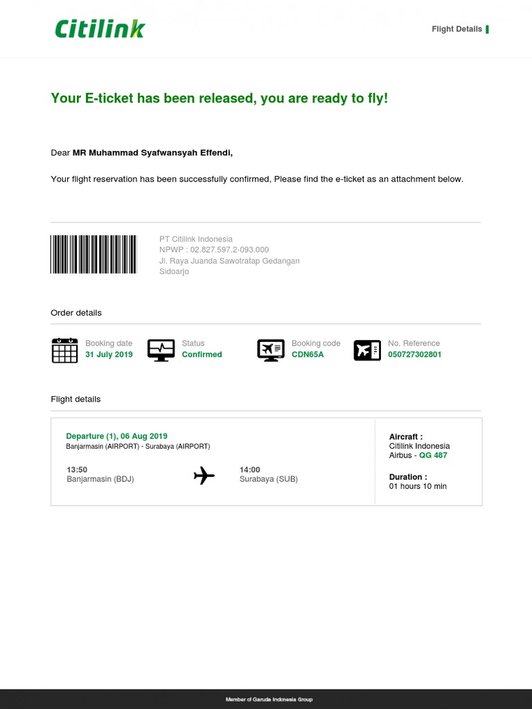 Your E-Ticket Has Been Released, You Are Ready To Fly!: Dear MR ...