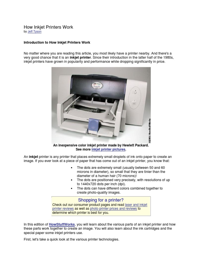 How Inkjet Printers Work | Download Free PDF | Printer (Computing) | Equipment