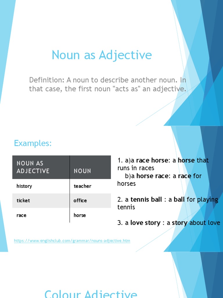 Noun As Adjective + Colour | PDF