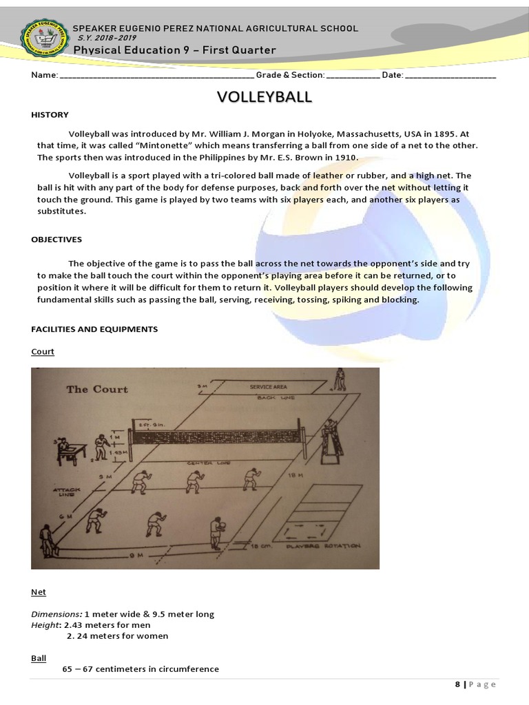 Volleyball Handouts For Grade 9 | PDF | Volleyball | Referee