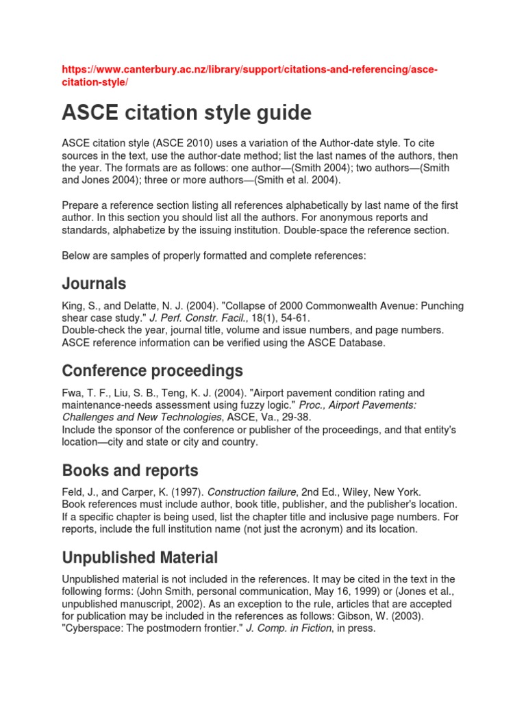 12 - ASCE Citation Guide | PDF | Information Science | Communication
