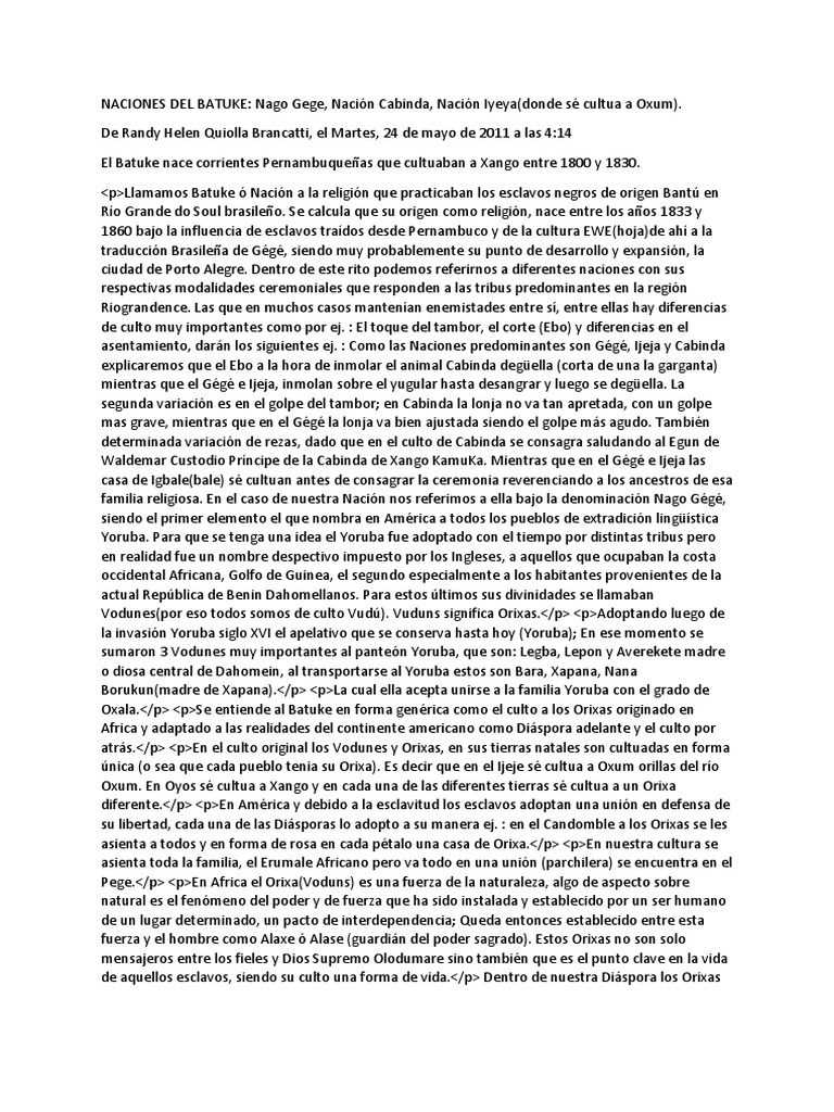 Naciones Del Batuke | PDF | Américas | Alimentos